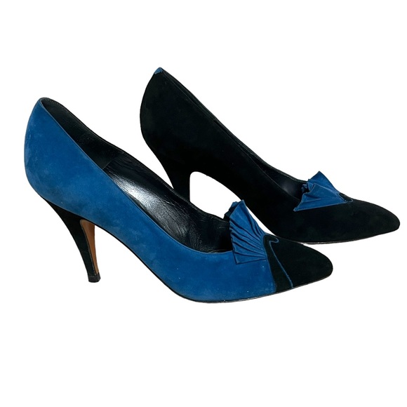 Bally | Shoes | Vintage Bally Suede Pumps Womens 8 85 Blue Black ...